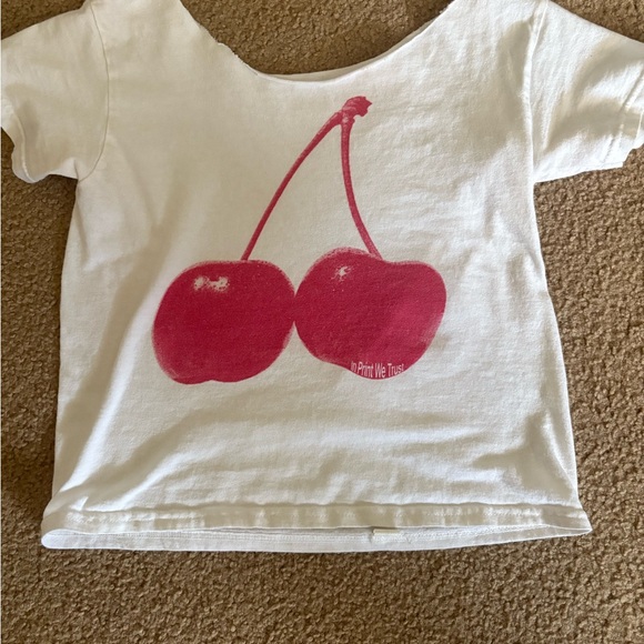 Tops | Cherry Print Tshirt White | Poshmark